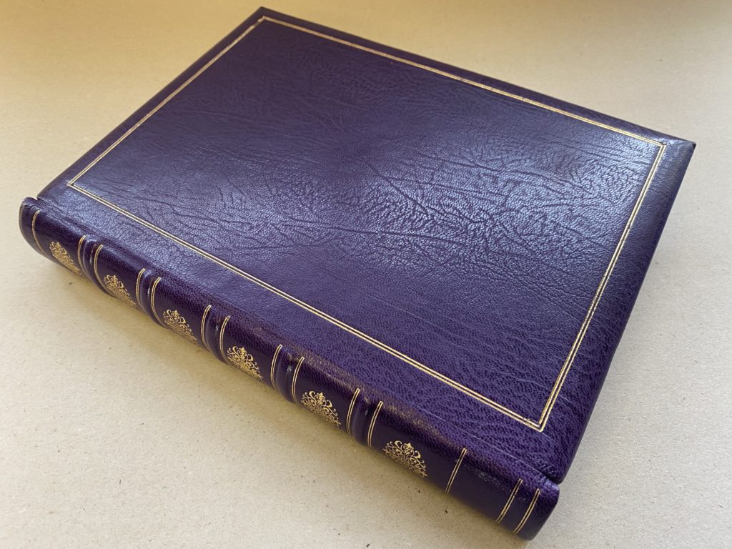 Purple leather bound journal with decorative gold tooling - Black Cat ...